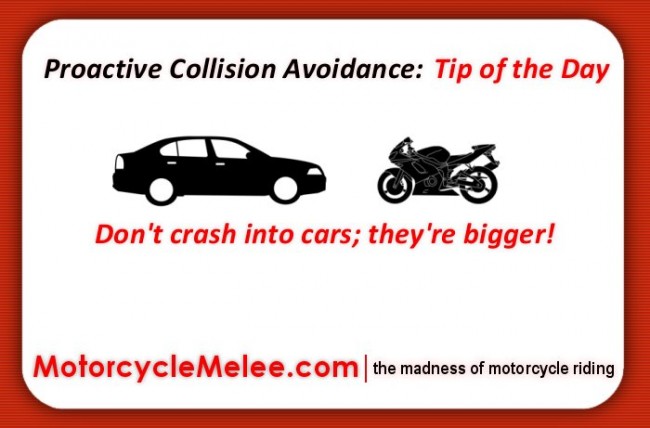 Proactive Collision Avoidance Tip of the Day – Don’t Crash Into Cars – Motorcycle Melee